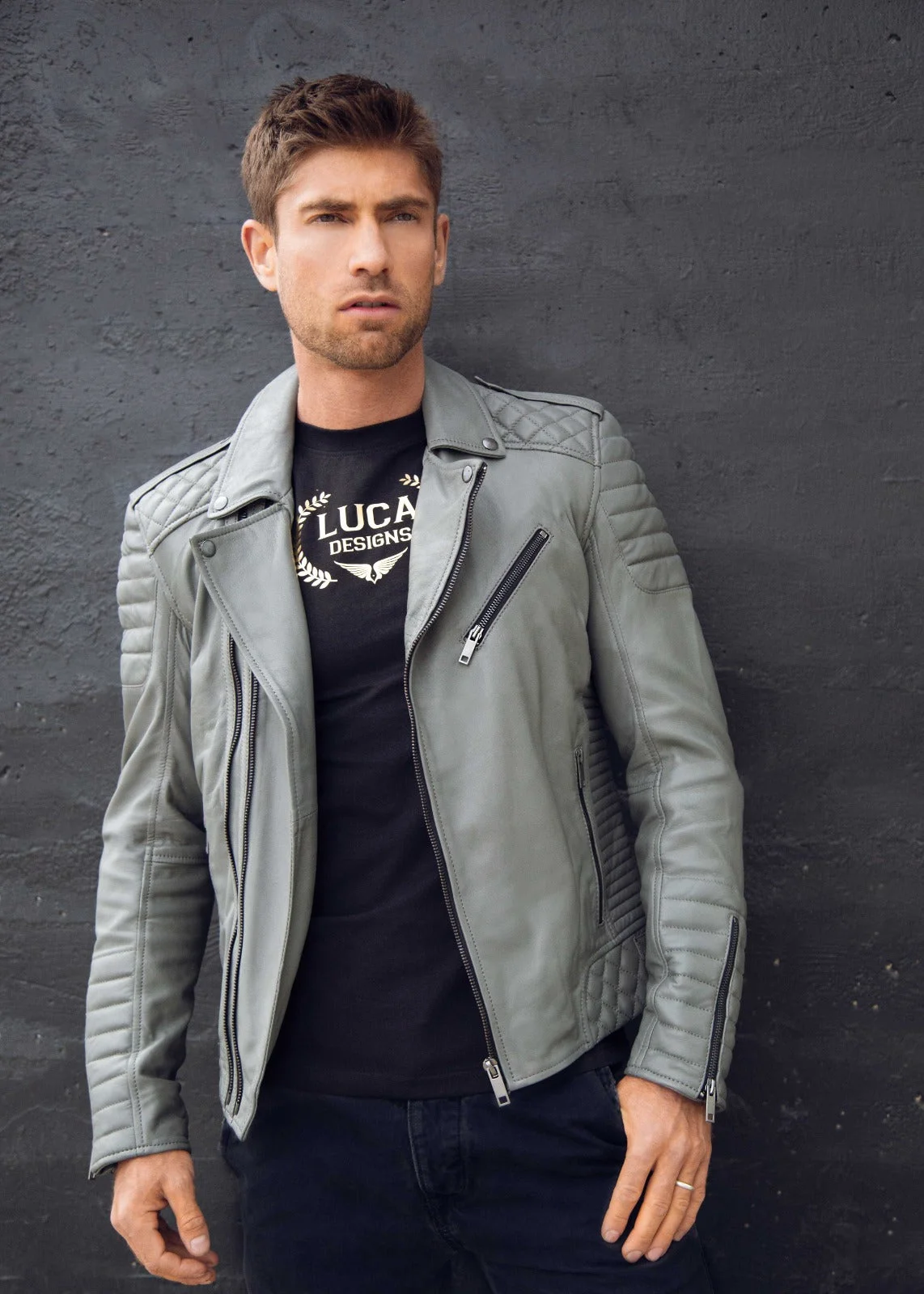 Men's Grey Leather Jackets - Shop Now with Free Shipping!