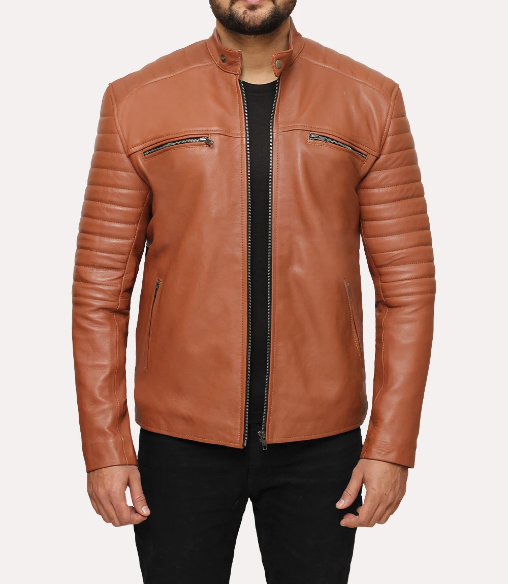 Men's Tan Leather Jackets - Shop Now with Free Shipping!